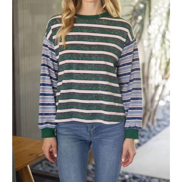 Voy | Tops | New Voy Oversized Striped Top In Green Multi | Poshmark